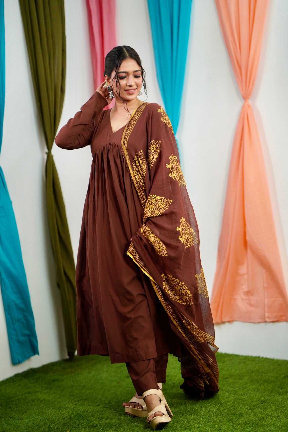 Brown Mul cotton Salwar suit – YoshnasByEla