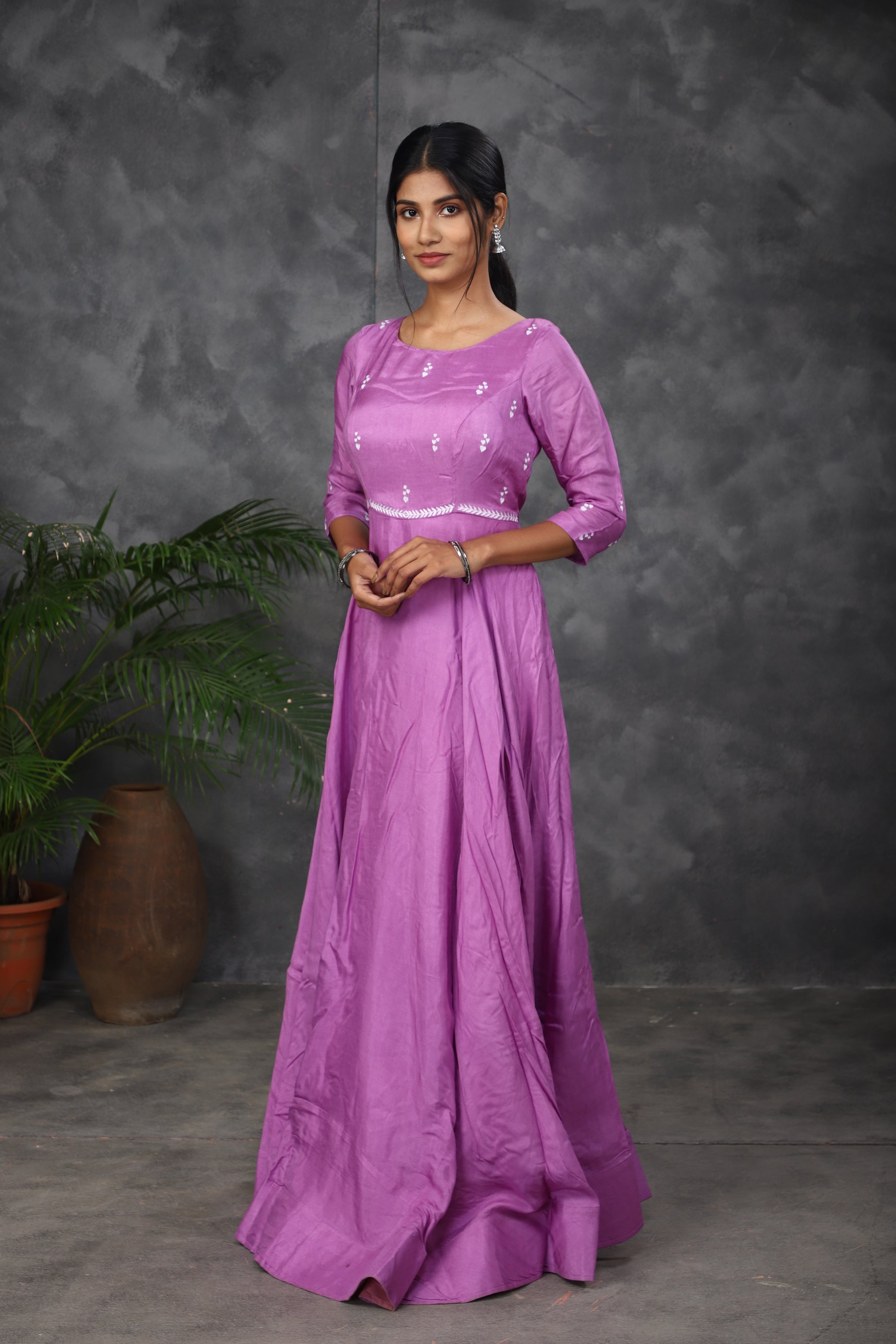 Lavender Embroidered anarkali – YoshnasByEla