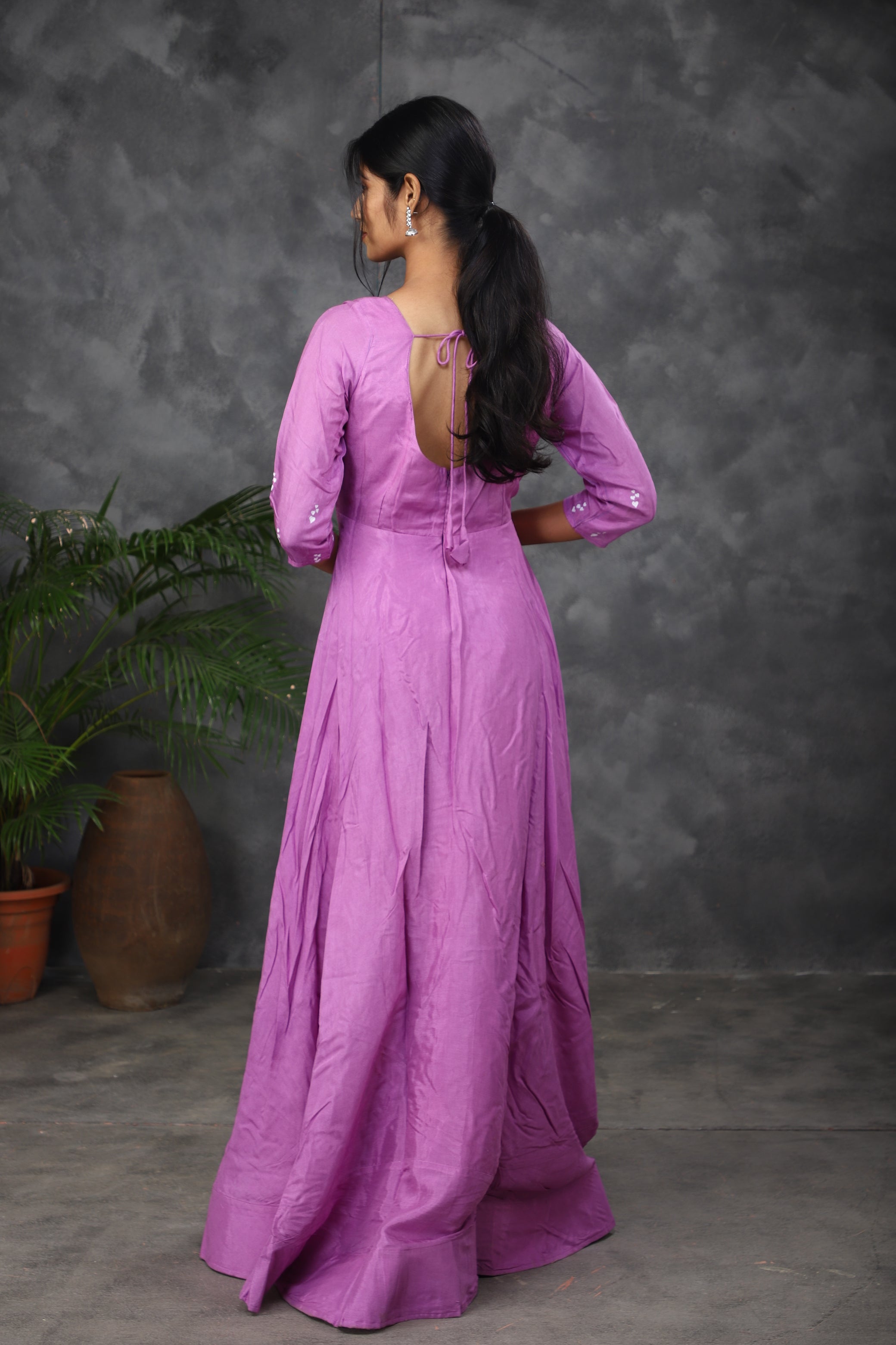 Lavender Embroidered anarkali – YoshnasByEla